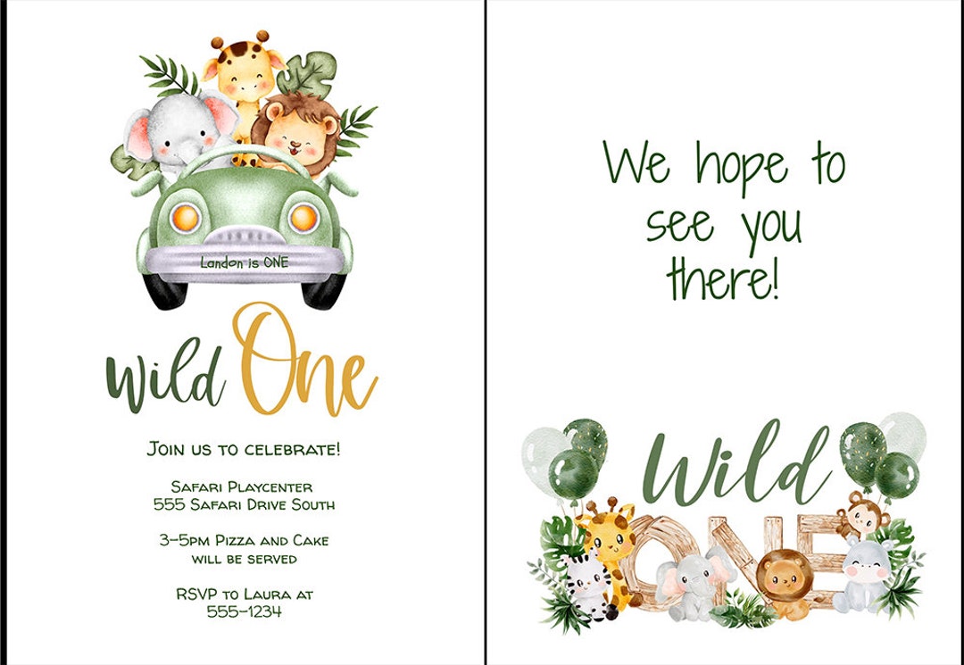 Editable Safari First Birthday Invitation Template (Download Now) - Etsy