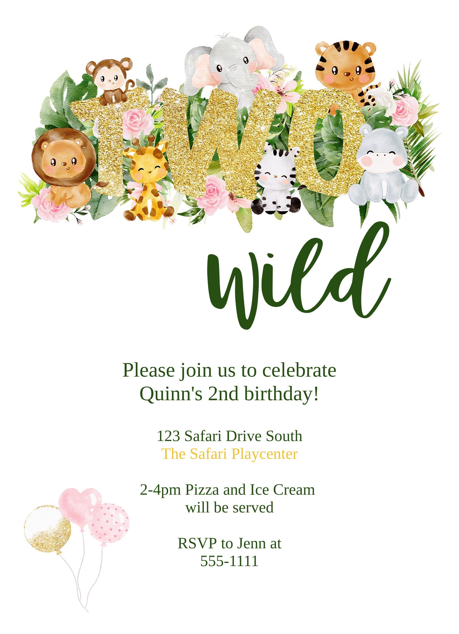 Editable Safari TWO WILD Birthday Invitation Template Bundle - Etsy