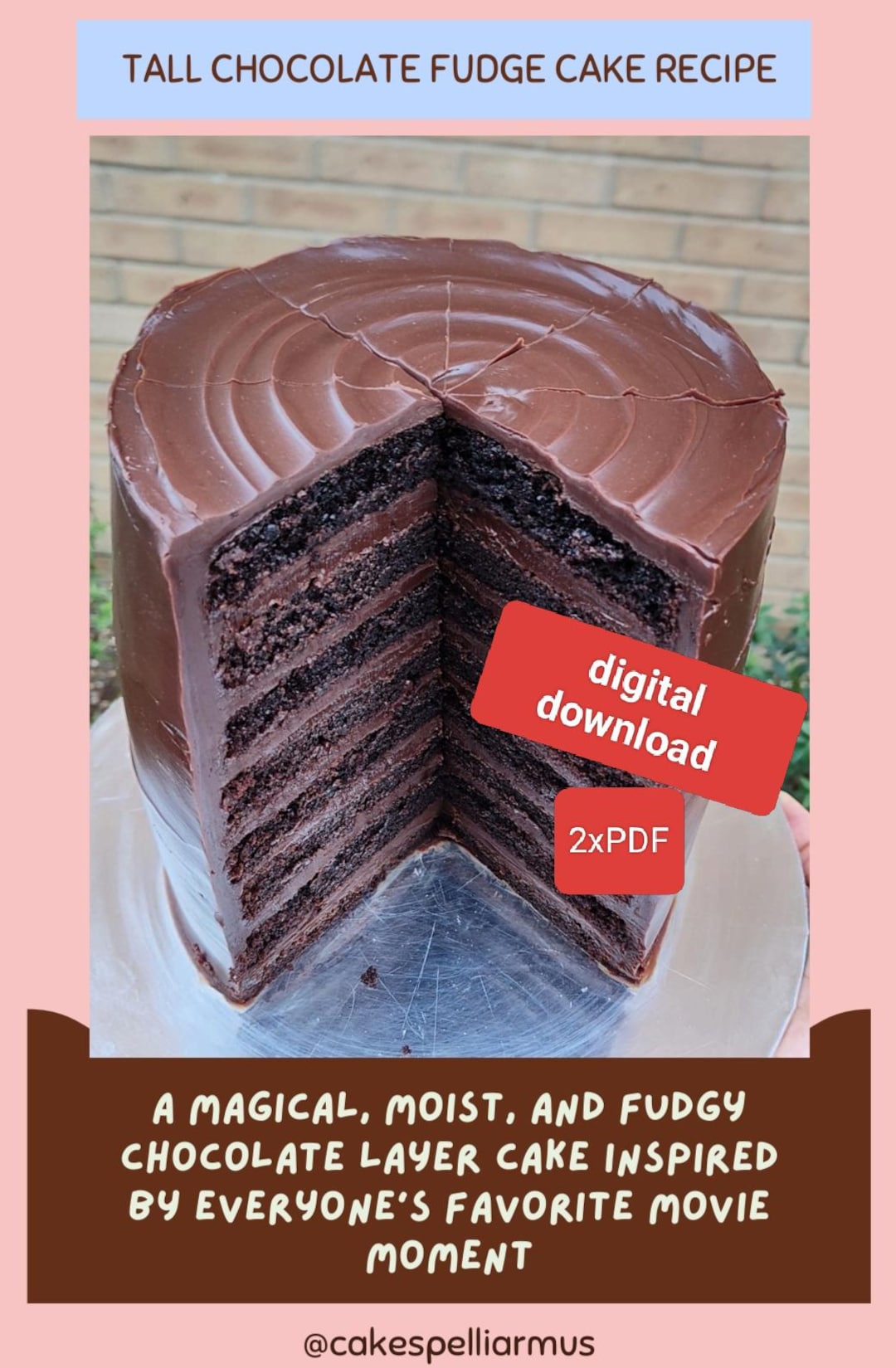 INSTANT DOWNLOAD - Tall Fudge Chocolate Cake RECIPE, Matilda Style Like ...