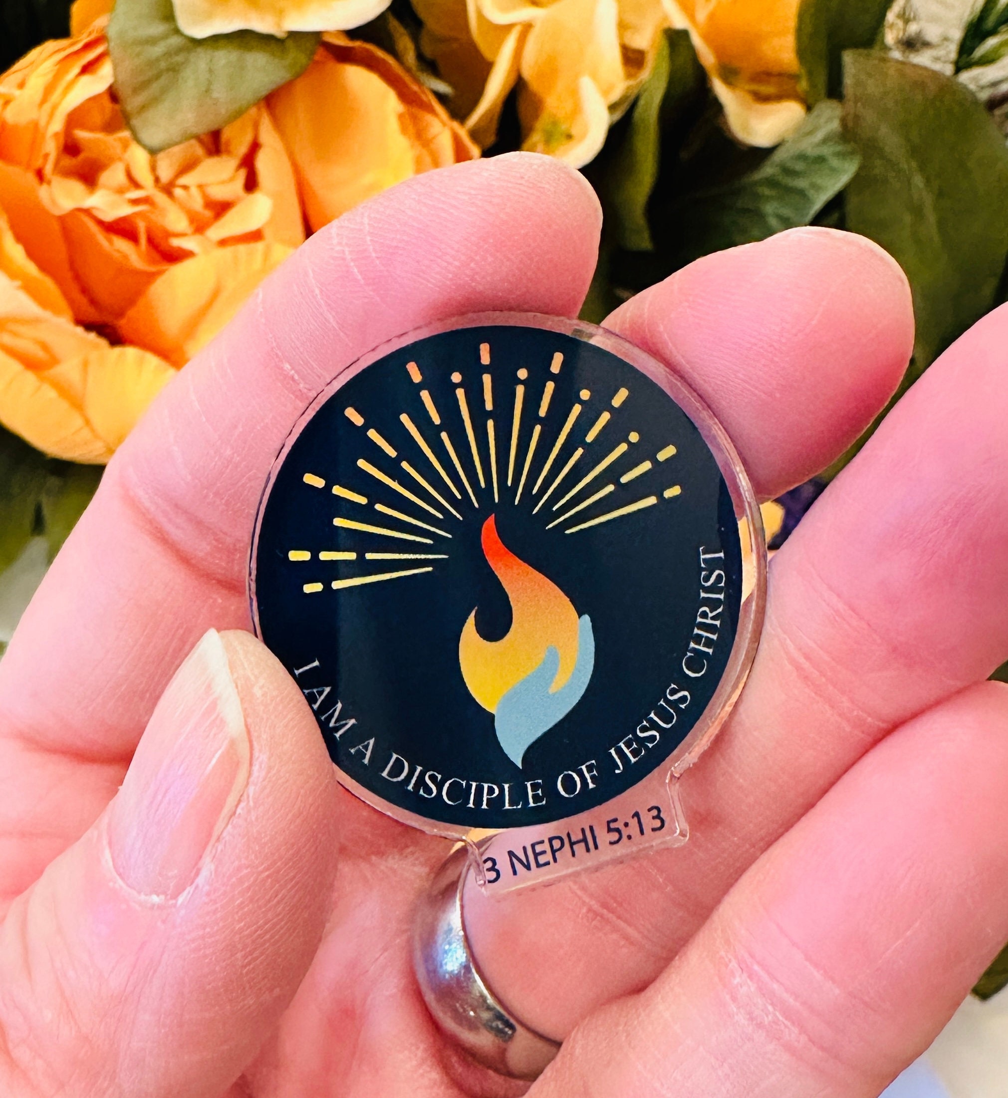 LDS 2024 Youth Theme Acrylic PIN 1.5x1.5 i Am a Disciple of Jesus Christ Waterproof Custom Thick ...