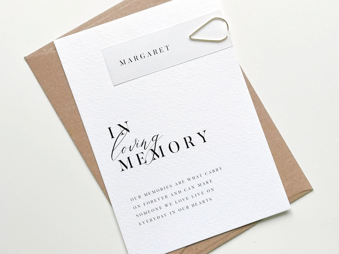 In Loving Memory Card, Personalised Sympathy Card, Memorial Card ...
