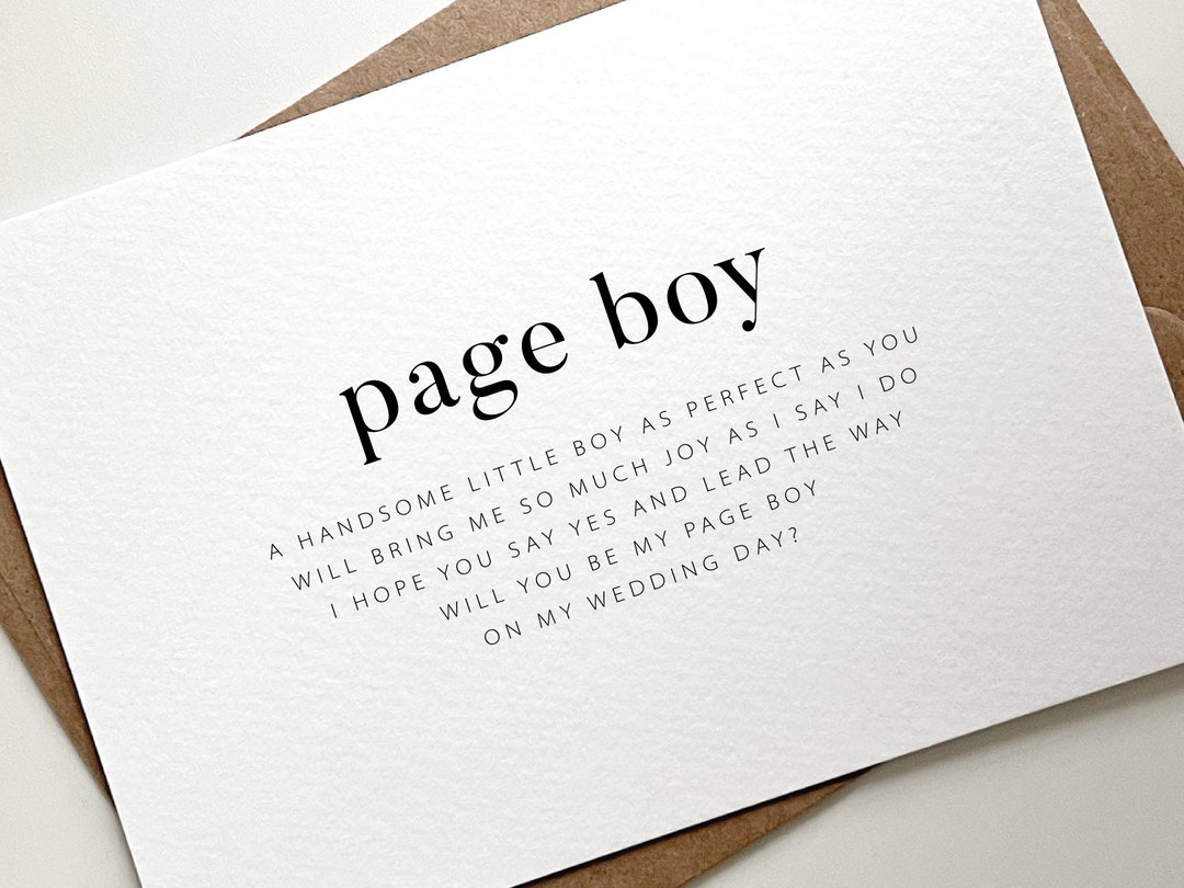 Page Boy Proposal Card, Will You Be My Page Boy, Personalised Page Boy ...
