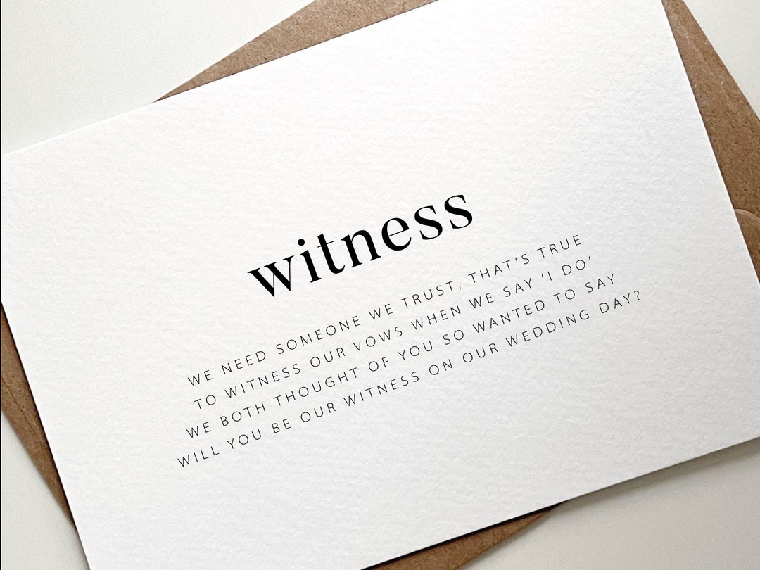 Witness Proposal Card, Will You Be Our Witnesses Card, Be My Witness ...