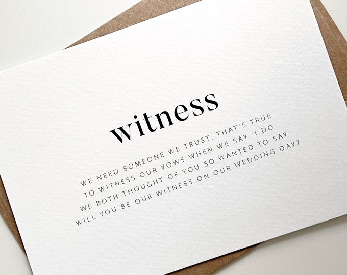 Witness Proposal Card, Will You Be Our Witnesses Card, Be My Witness ...