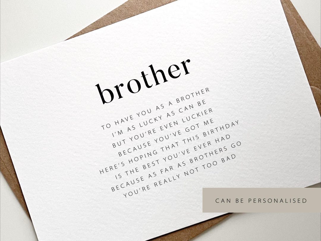 Birthday Card for Brother, Brother Birthday Card, Poem Card for Bro ...
