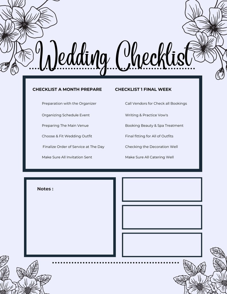 Wedding Check List, Wedding List, Wedding Planing - Etsy