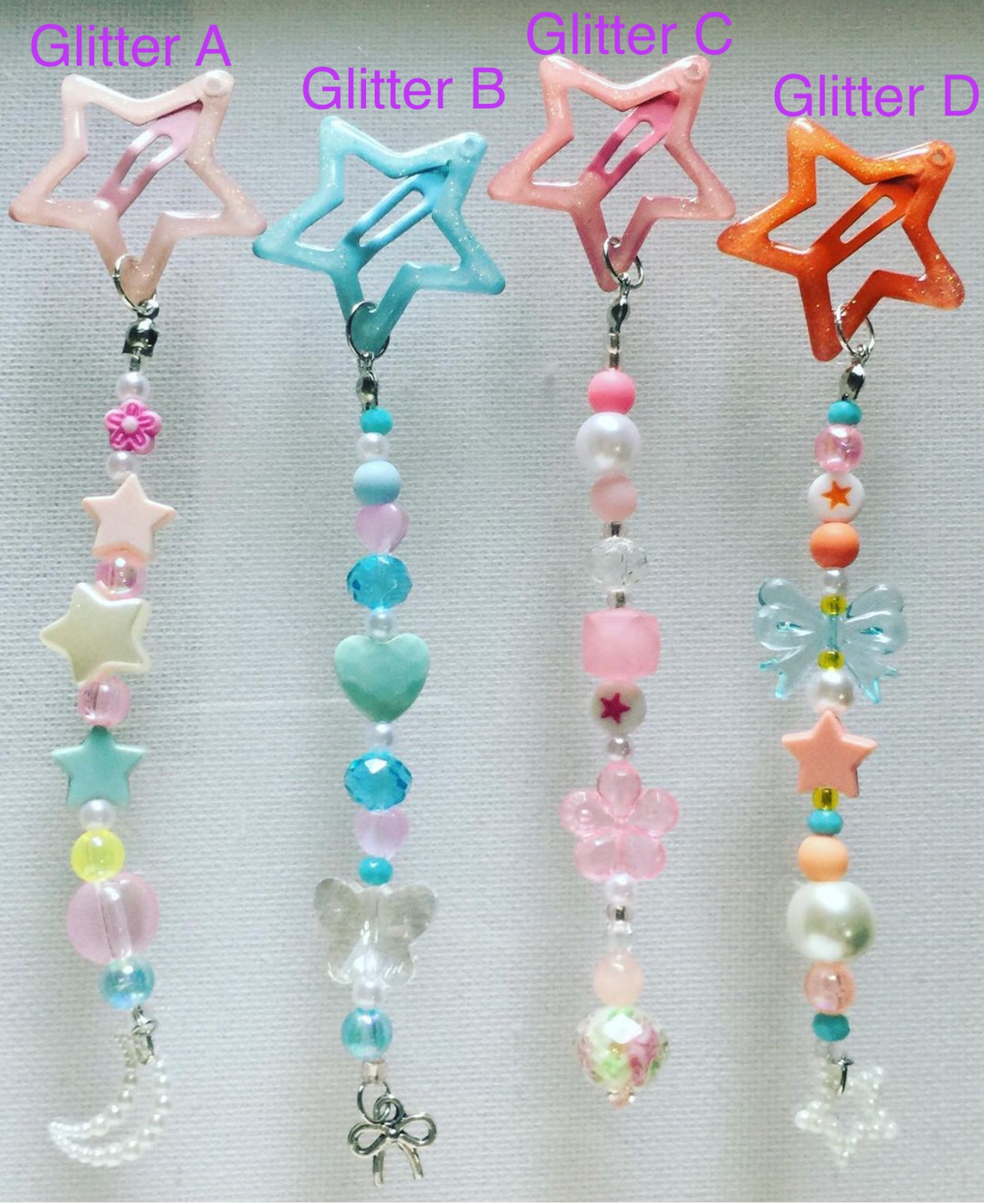 Star Hair Clips / Beaded Star Hair Clips / Star Fairycore - Etsy