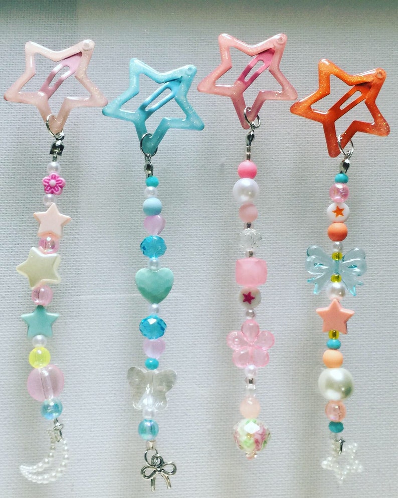 Star Hair Clips / Beaded Star Hair Clips / Star Fairycore - Etsy