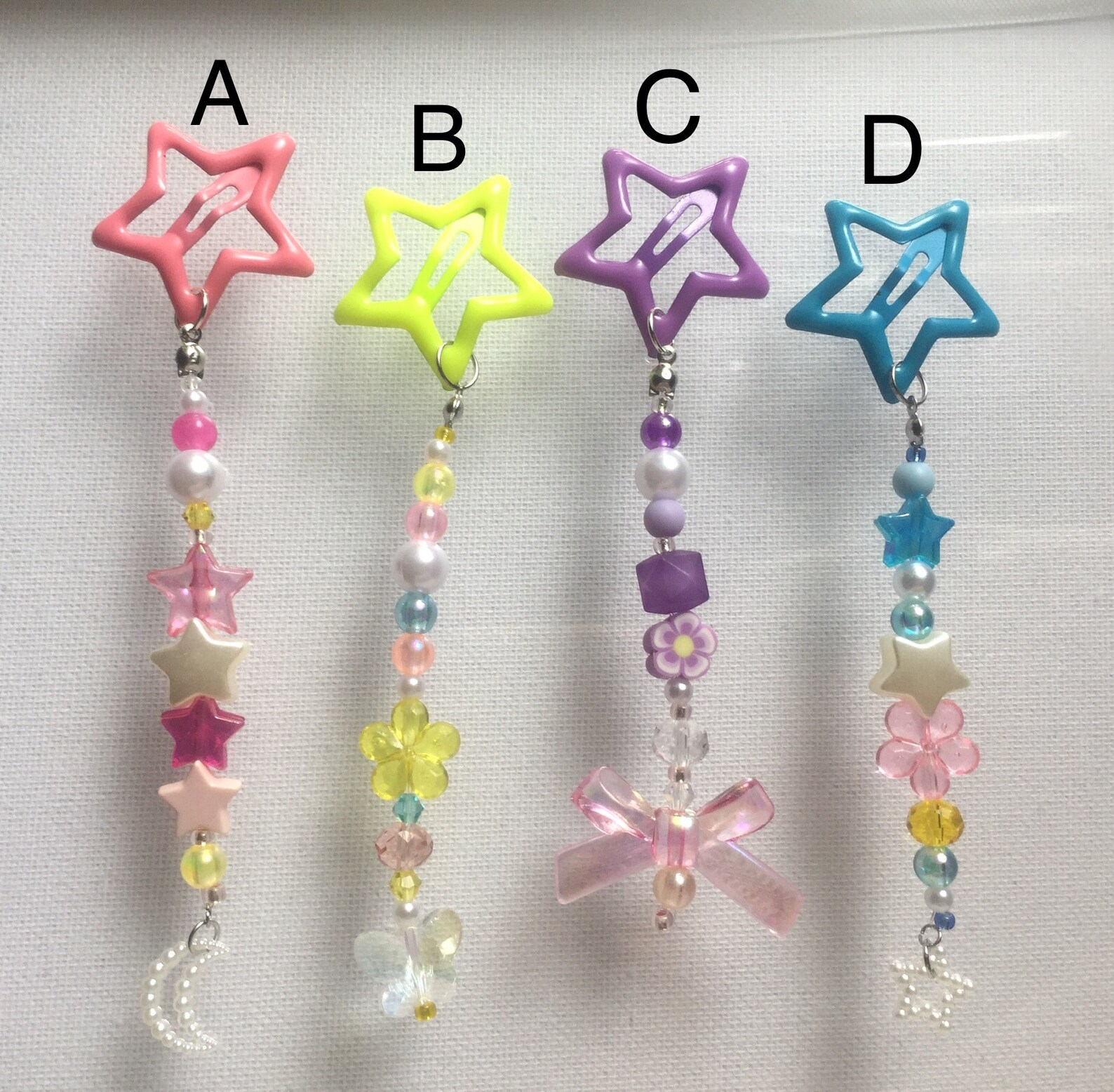 Star Hair Clips / Beaded Star Hair Clips / Star Fairycore - Etsy