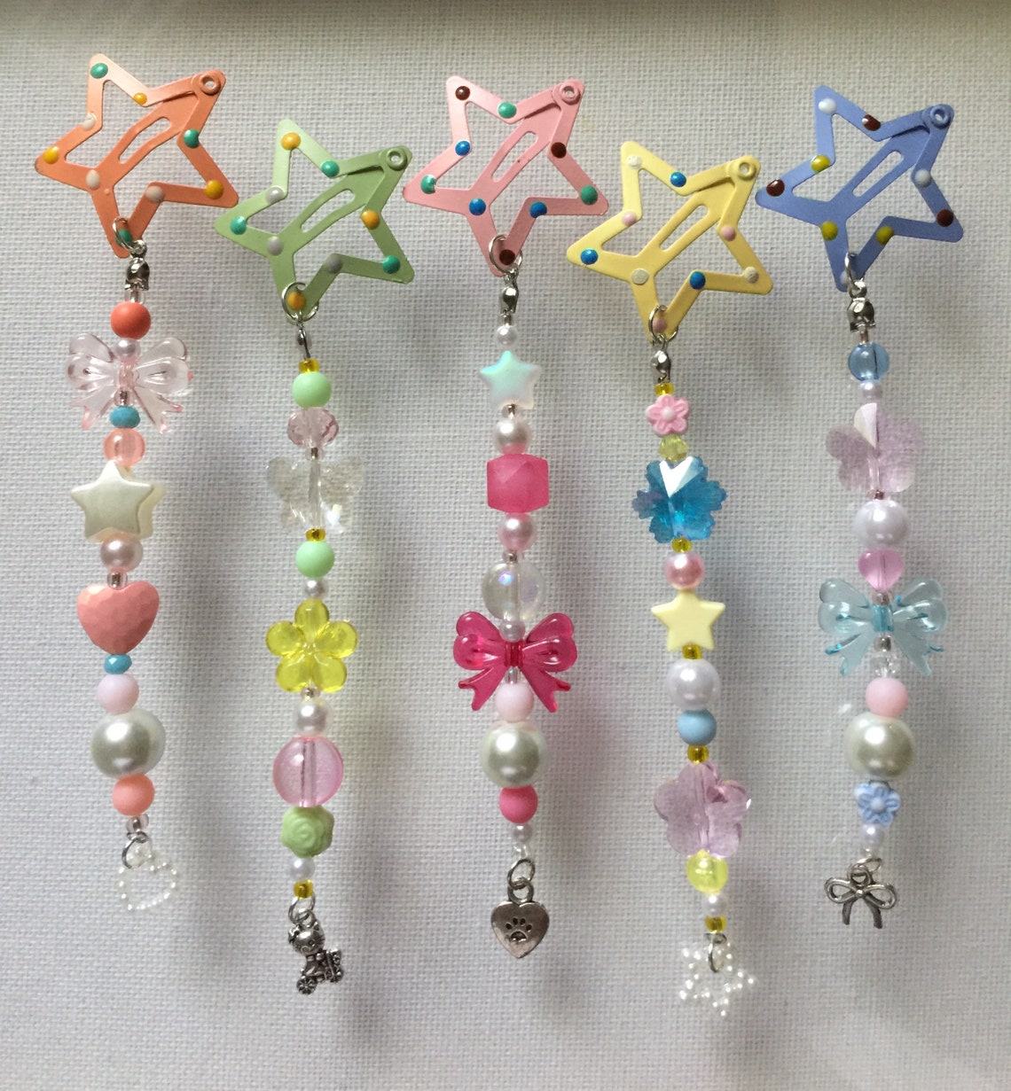 Star Hair Clips / Beaded Star Hair Clips / Star Fairycore - Etsy
