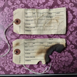 Personalized-mortician's-double-id Toe Tags in Display Frame, Oddity ...