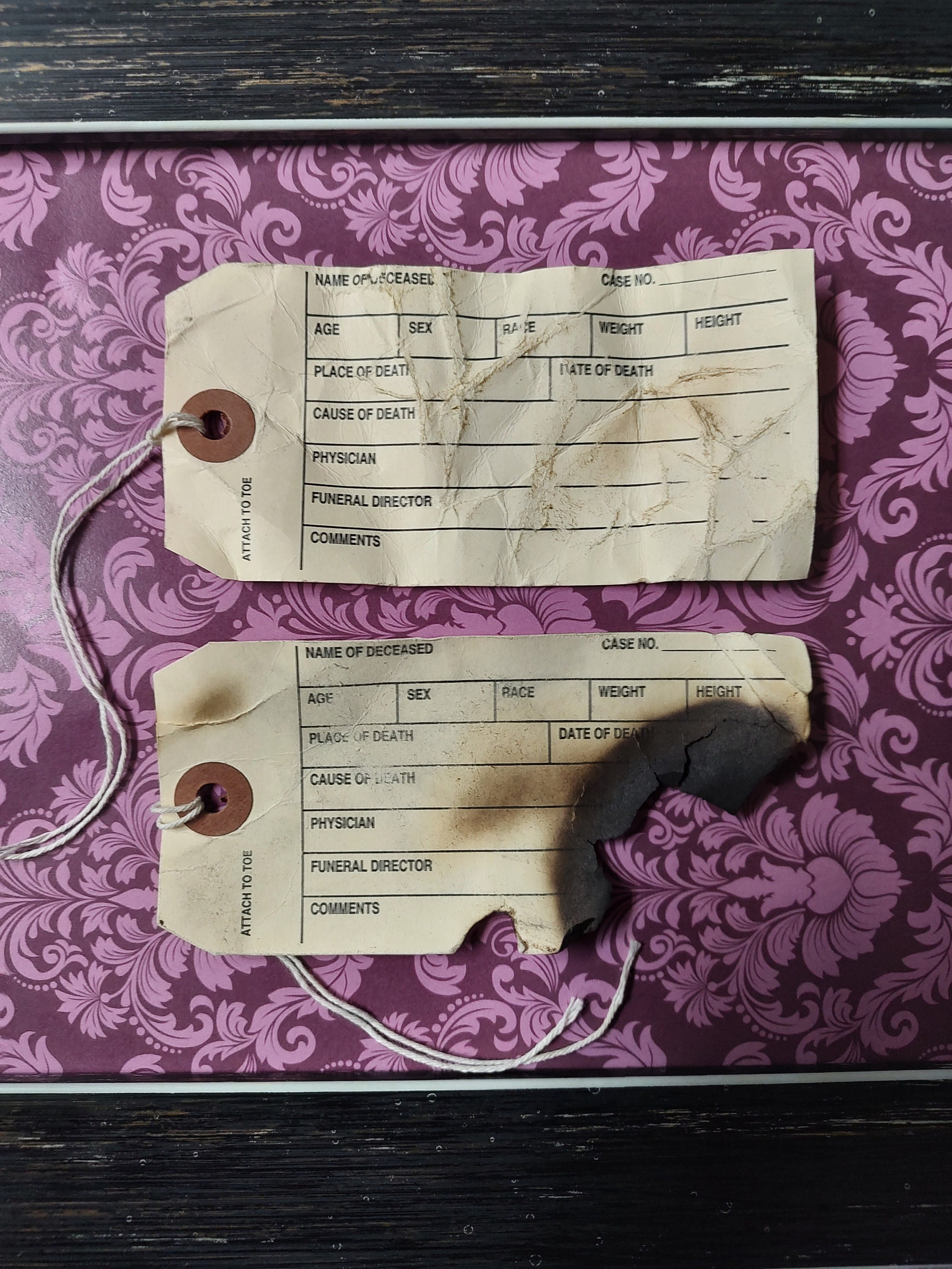 Personalized-mortician's-double-id Toe Tags in Display Frame, Oddity ...