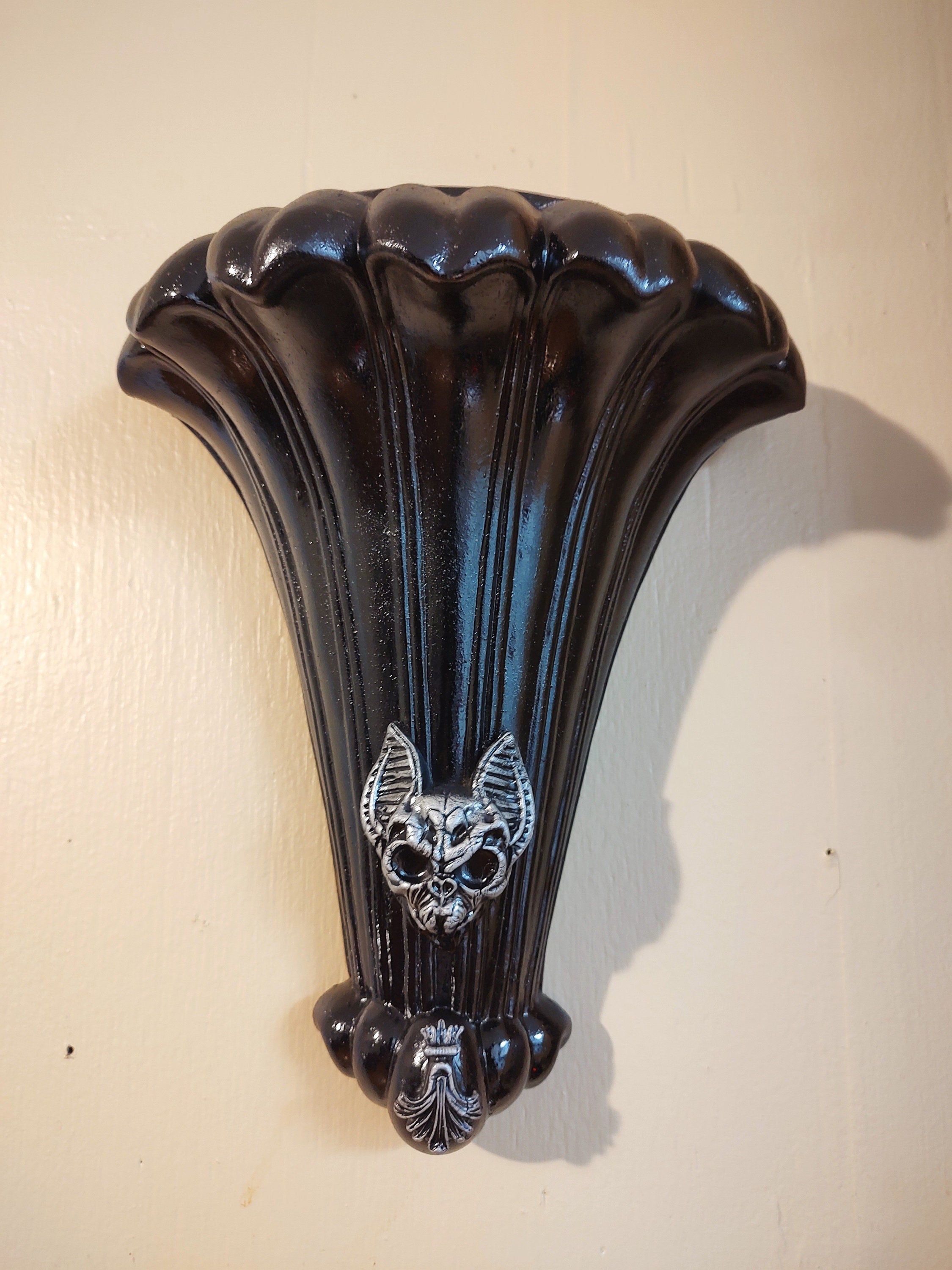 Set of Two Large Metal Wall Planters Gothic Bat Skull Decor - Etsy