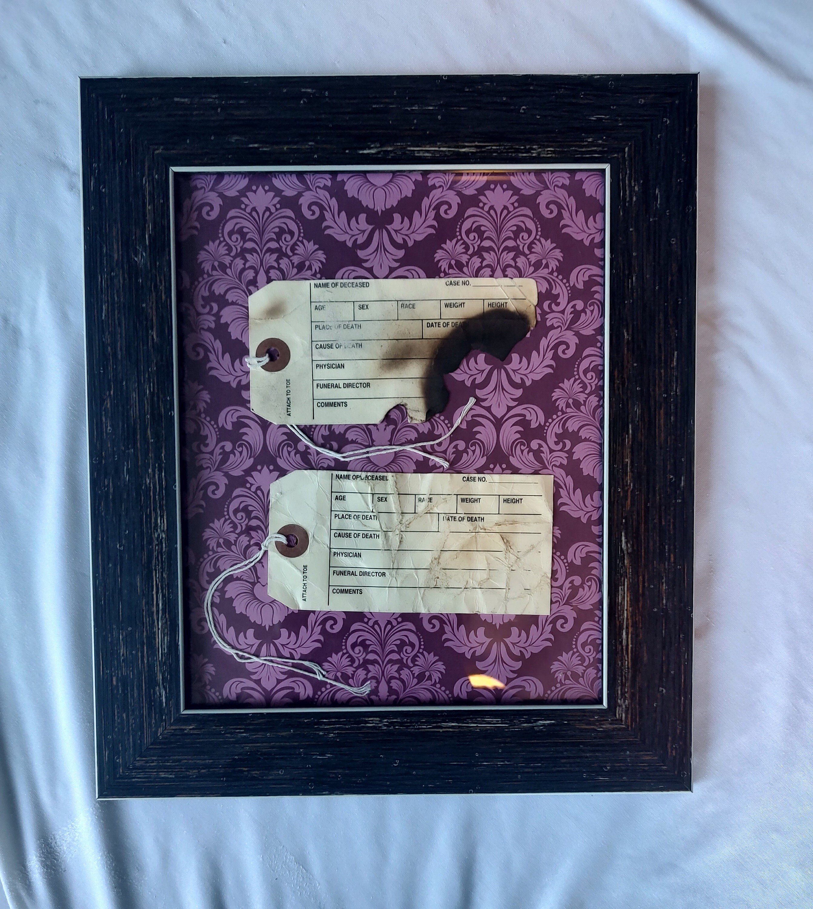 Personalized-mortician's-double-id Toe Tags in Display Frame, Oddity ...
