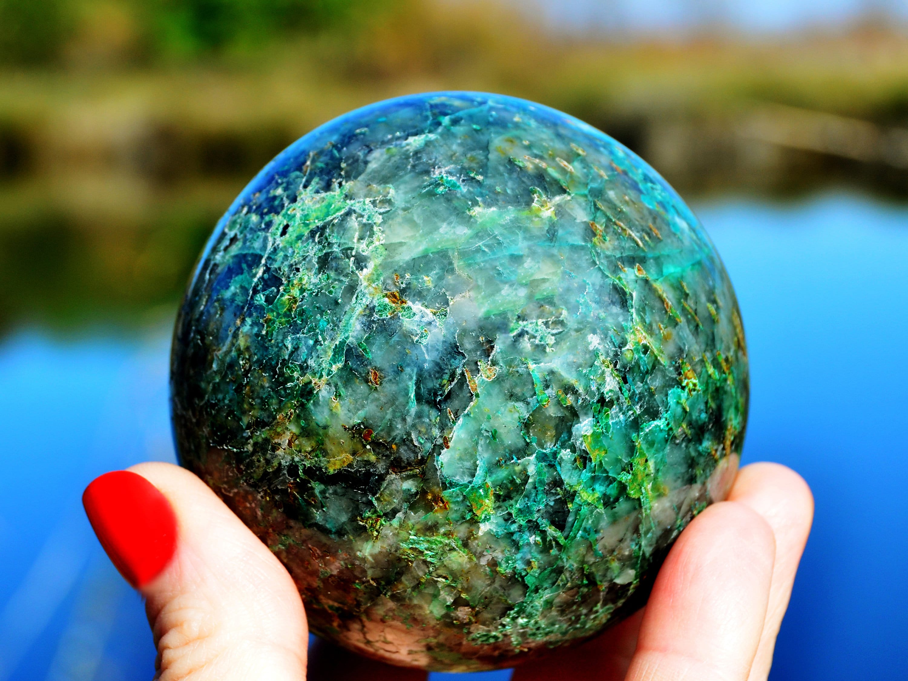 Large Chrysocolla Mineral Sphere (70mm - 100mm), XXL Chrysocolla ...