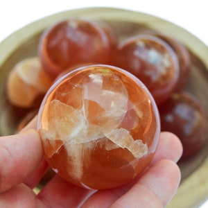 Honey Calcite Sphere (5-7 Pcs), 1 Kg Natural Calcite Crystal Ball (35mm ...