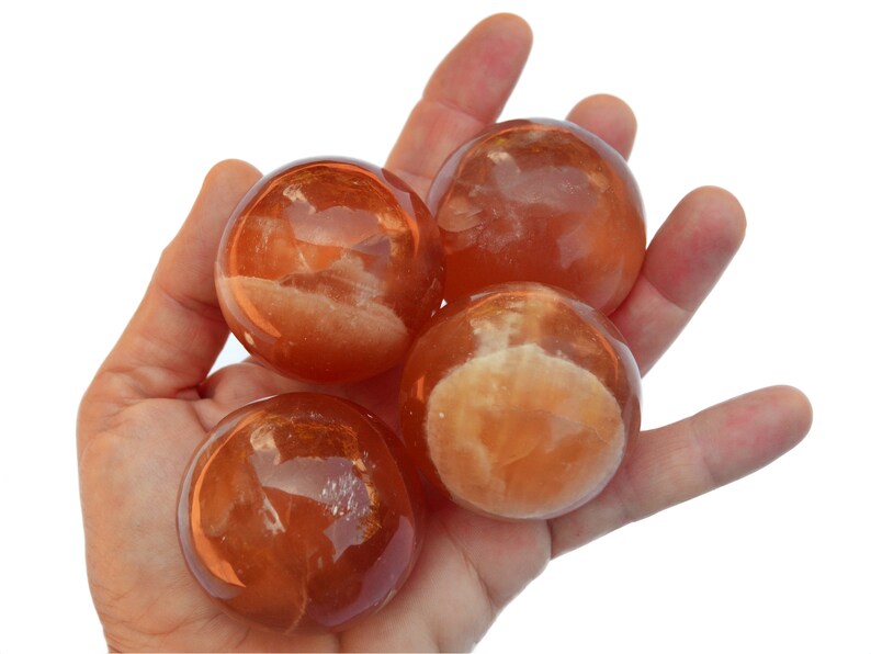 Honey Calcite Sphere (5-7 Pcs), 1 Kg Natural Calcite Crystal Ball (35mm ...