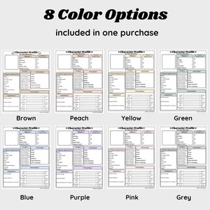 Character Profile Digital or Printable Original Character Profile for ...