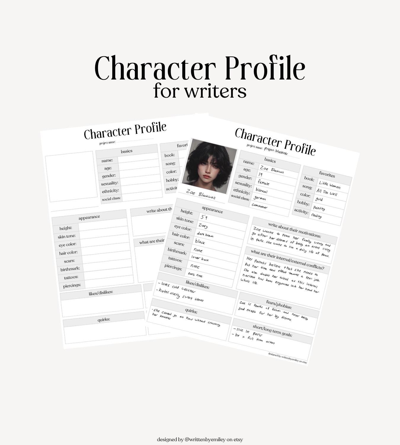 Character Profile Template for Writers || Nanowrimo 2025 [digital ...