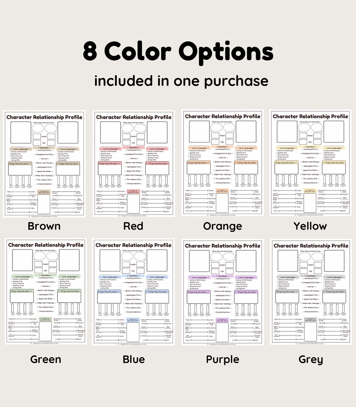 Relationship Profile|| Digital or Printable Character Relationship ...