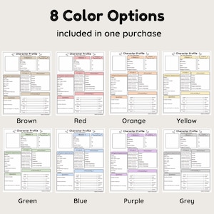Character Profile || Digital or Printable Original Character Profile ...