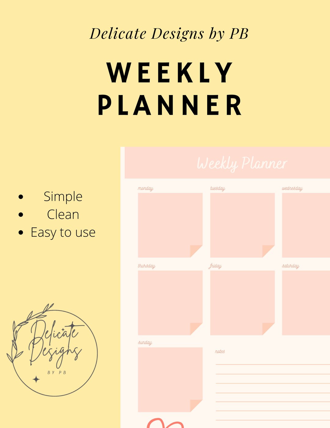 Easy Weekly Planner Digital & Printable - Etsy