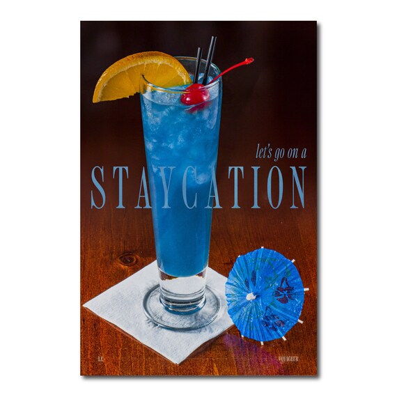 Vintage 90s Style 'staycation' Poster unframed | Etsy