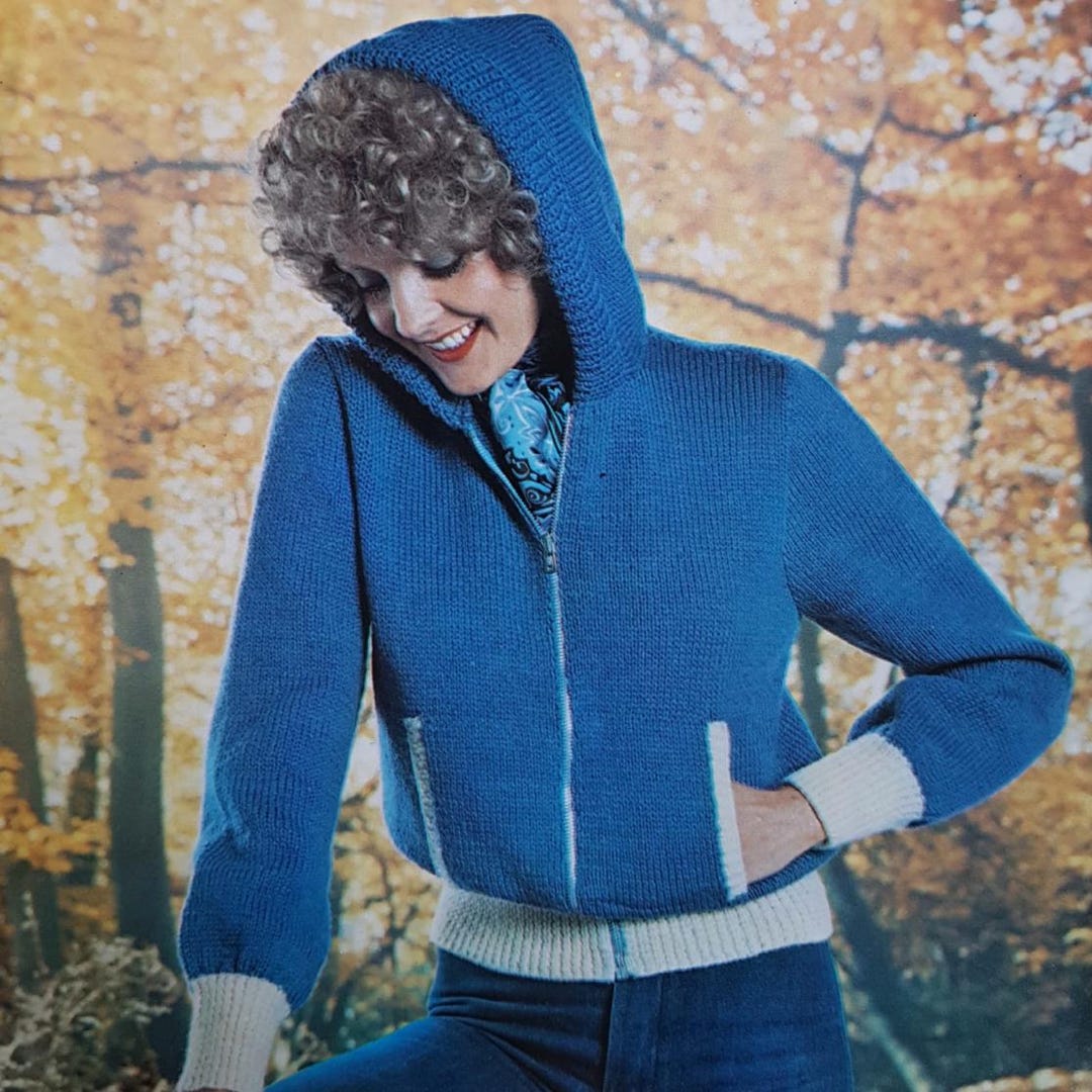 Vintage 70s Knitting Pattern for Ladies Retro Knit Cropped Jacket PDF ...