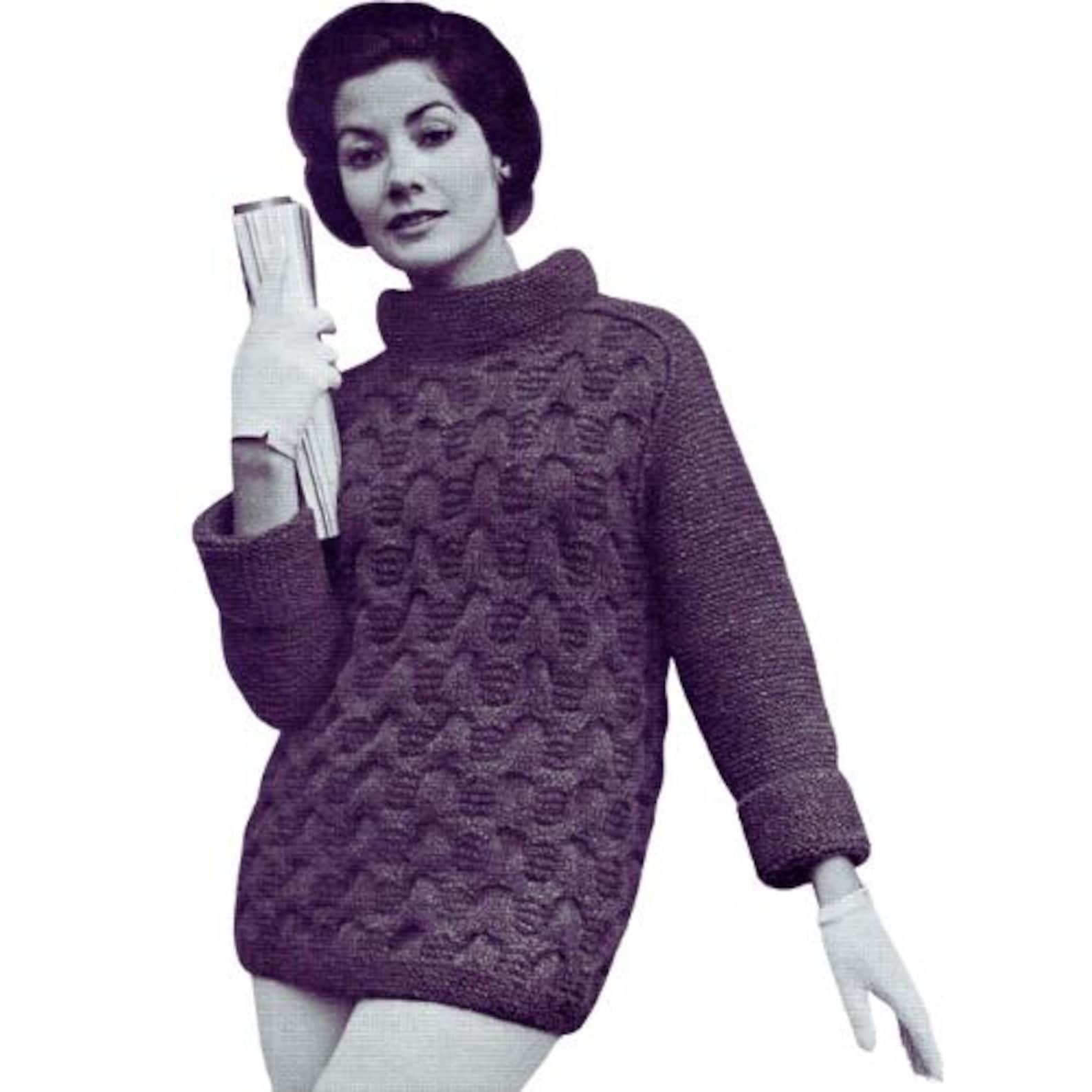 Vintage 70s Knitting Pattern for Ladies, Squiggle Design Knit Sweater ...