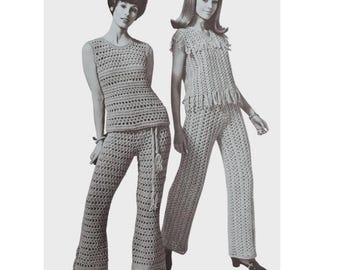 Vintage 70s Lounge Set Knitting Pattern for Ladies, 2 Patterns ...
