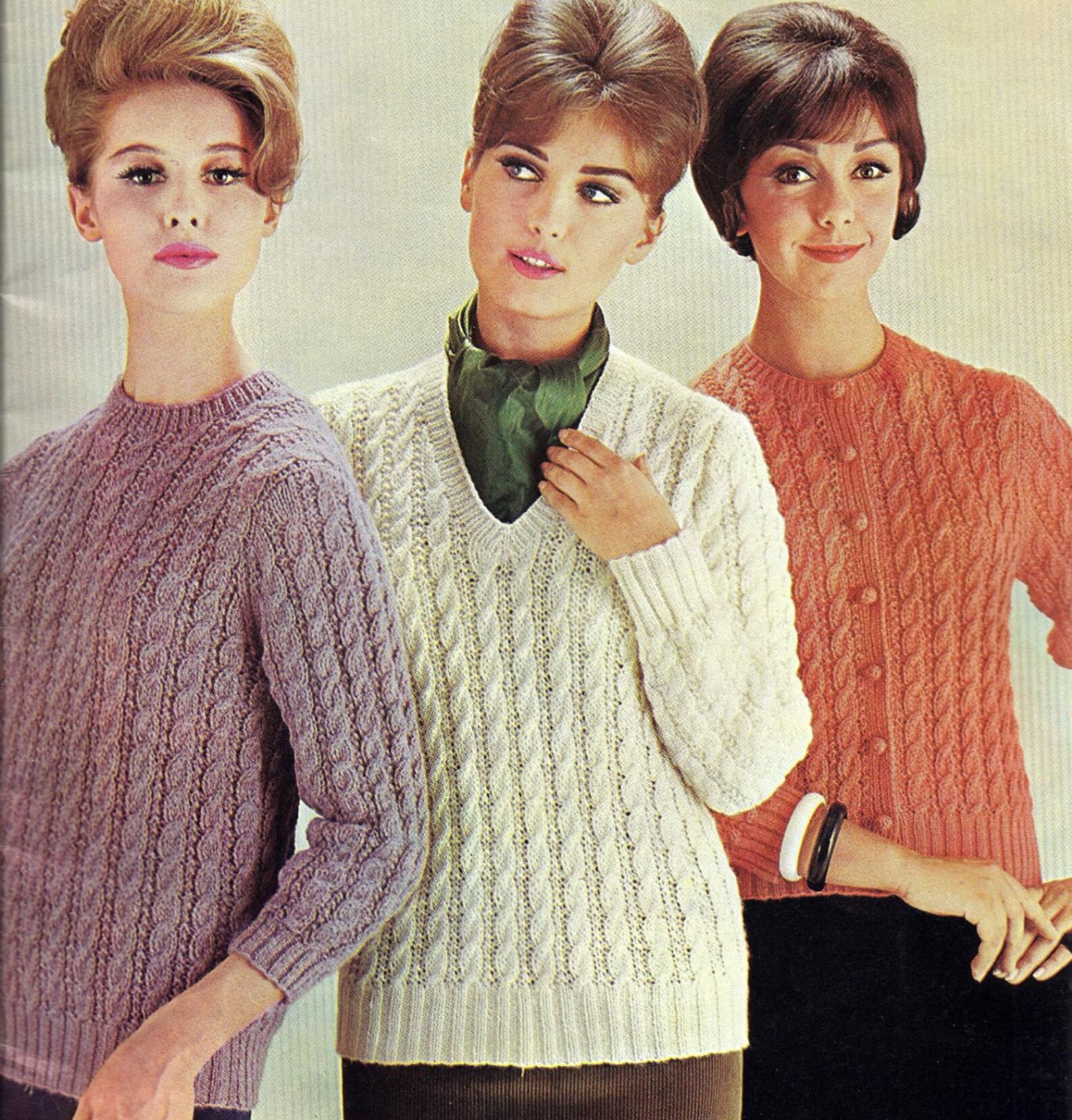 Vintage 70s Knitting Pattern for Ladies 3 Knit Sweater Patterns Cable ...