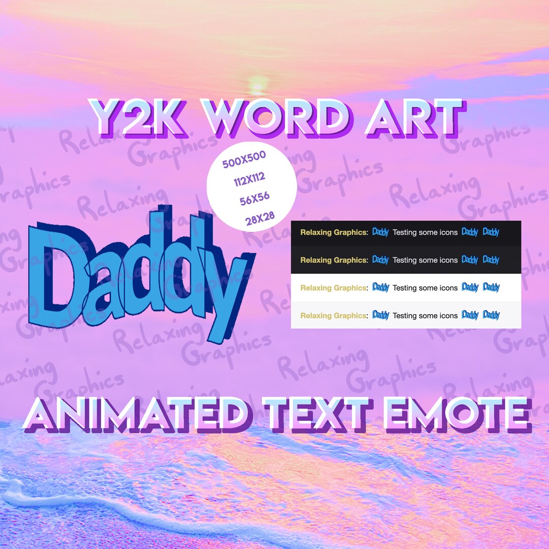 Daddy ANIMATED Wavy Y2K Blue Word Art/ Windows Screensaver Text Emote ...