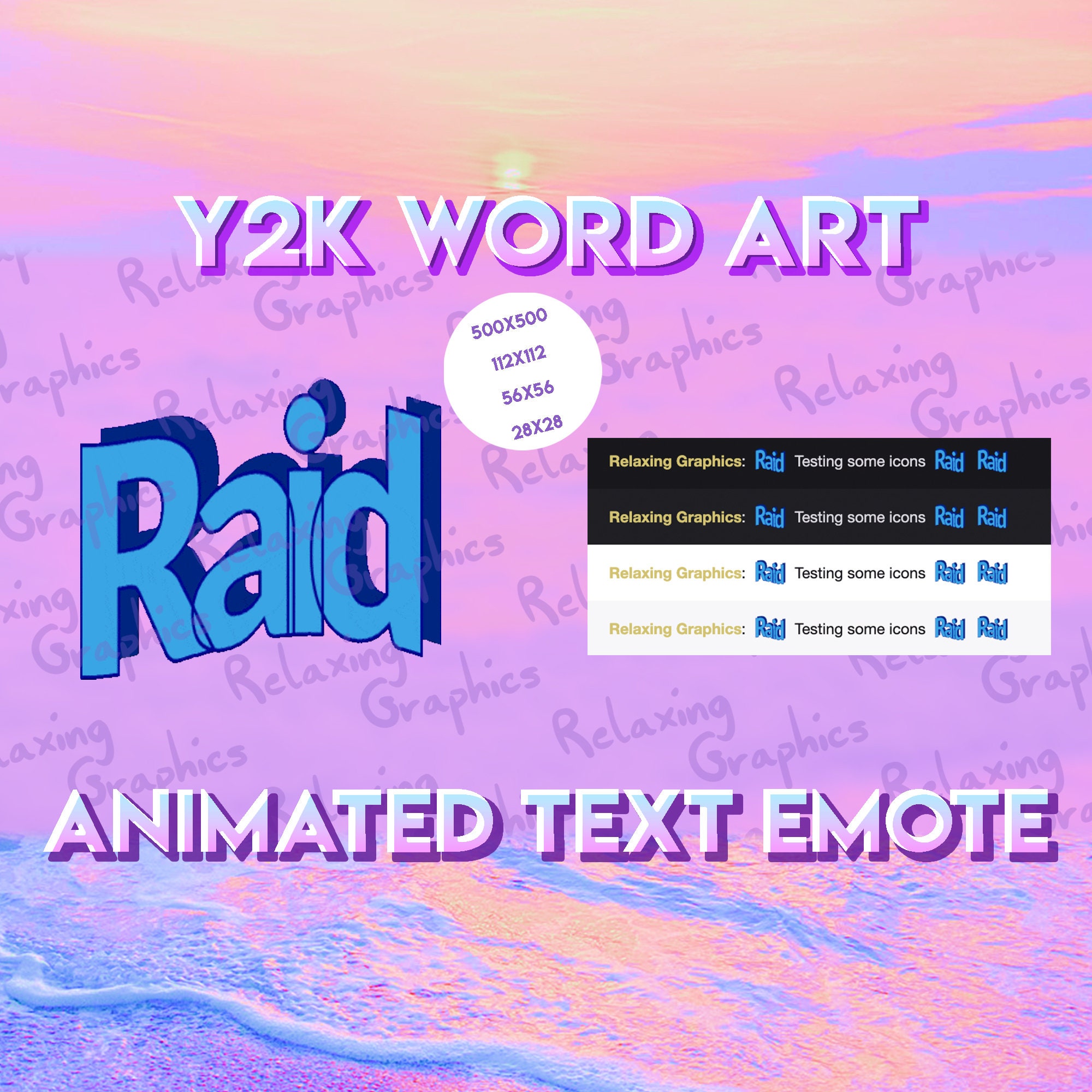 Raid ANIMATED Wavy Y2K Blue Word Art/ Windows Screensaver Text Emote ...