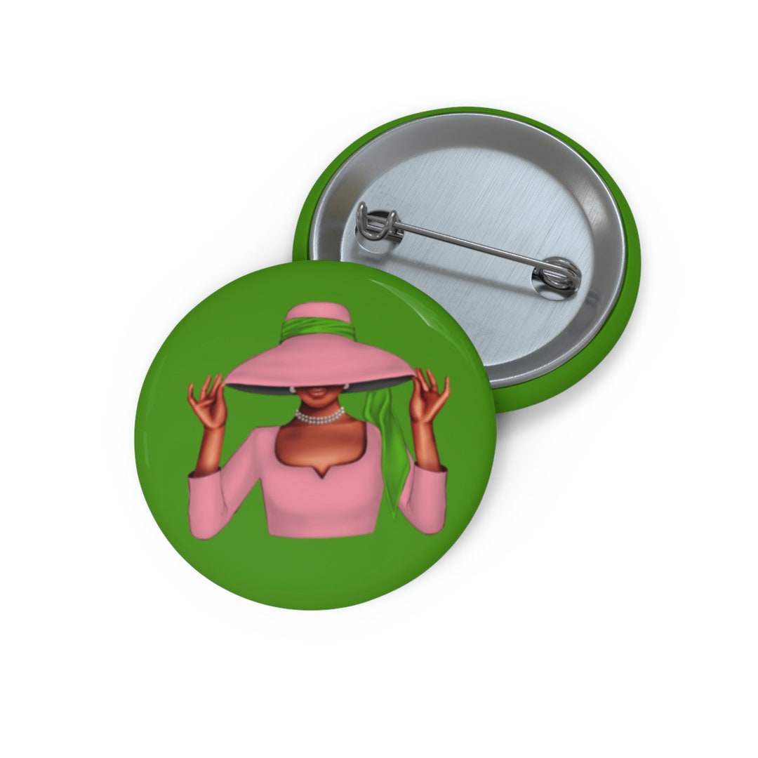 1908 AKA Pink and Green Sorority Pin Button | Soror (salmon Pink Dress ...