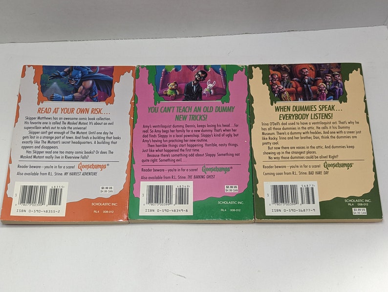 Goosebumps R.L. STINE Vintage 1990s Youth Horror Scholastic Paperback 3 ...