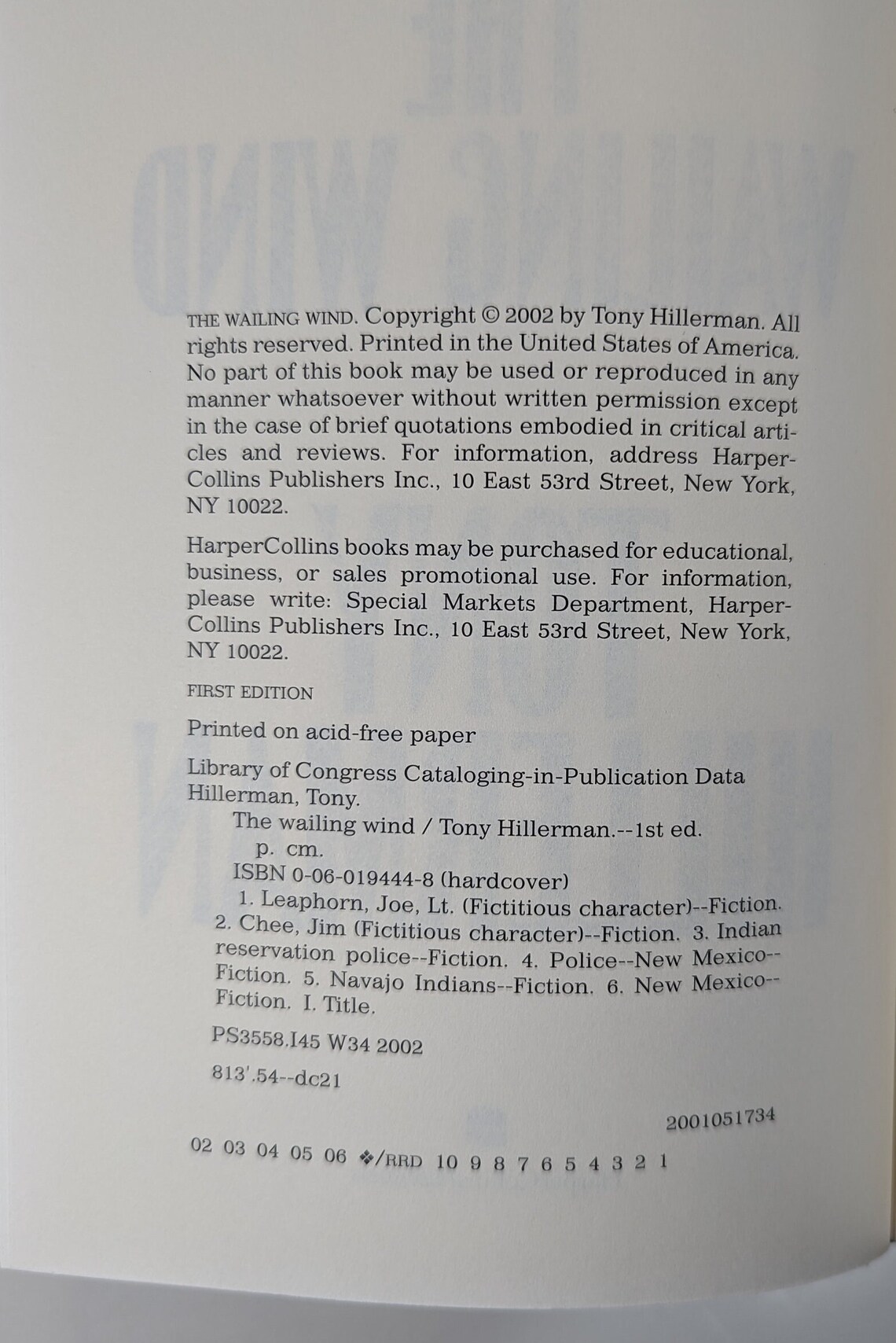 The Wailing Wind First Edition by Tony Hillerman 2002 - Etsy