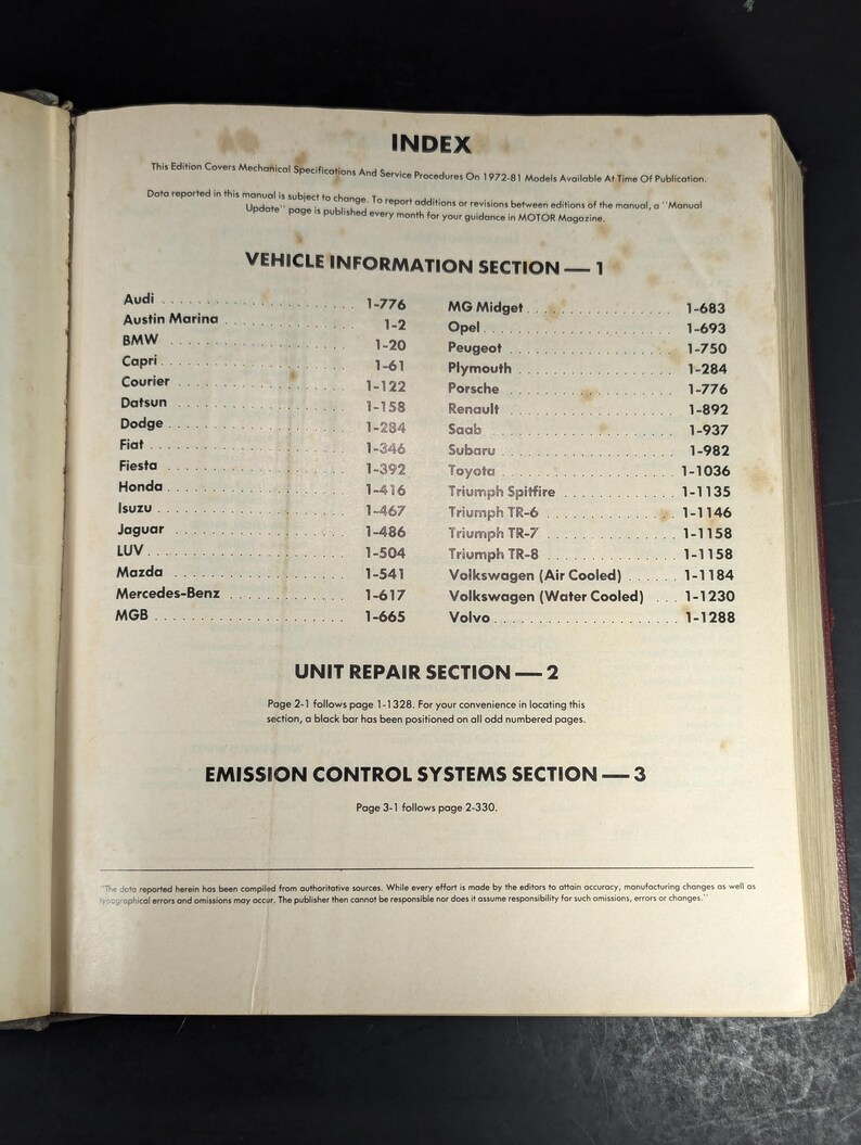 MOTOR Imported Car Repair Manual 4th Edition - 32 Car Brands Model ...