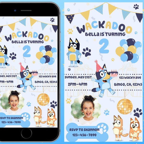 Wackadoo I'm Two Bluey Invitations - Etsy Ireland