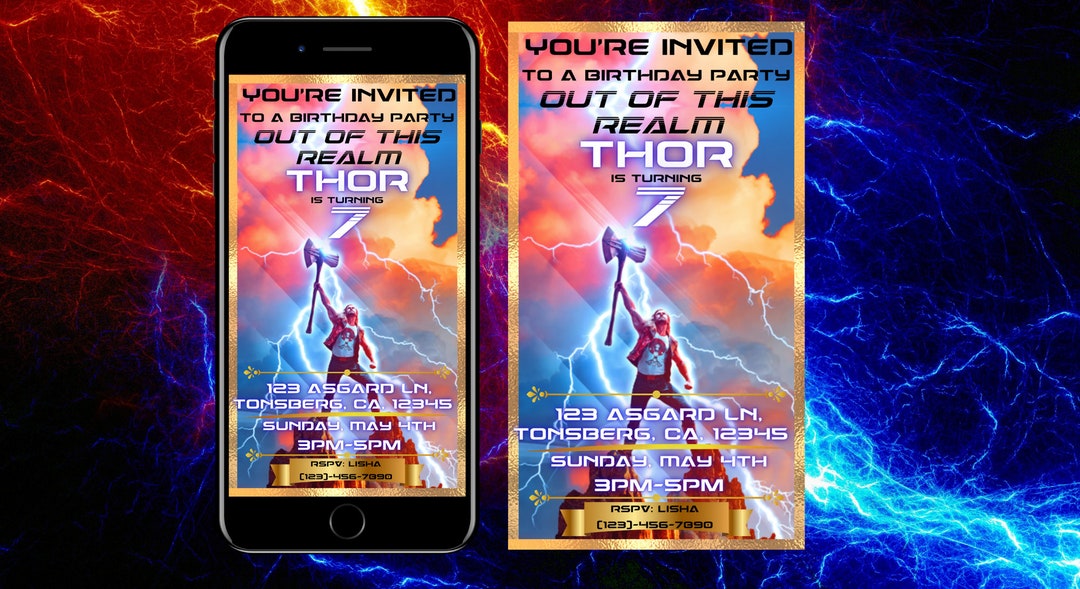 Thor Birthday Invitation - Etsy