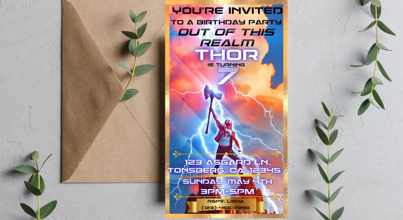 Thor Birthday Invitation - Etsy