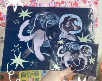 Laika Space Poster Lunar Astronaut Framed Sci Fi Fine Wall Art Print of ...