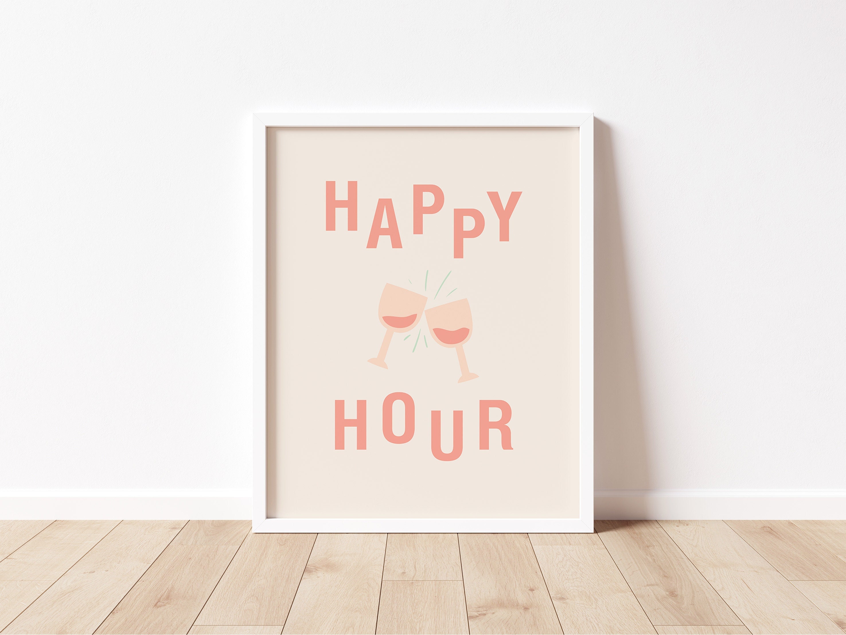 Happy Hour Print, Bar Cart Wall Decor, Alcohol Print, Kitchen Wall Art ...