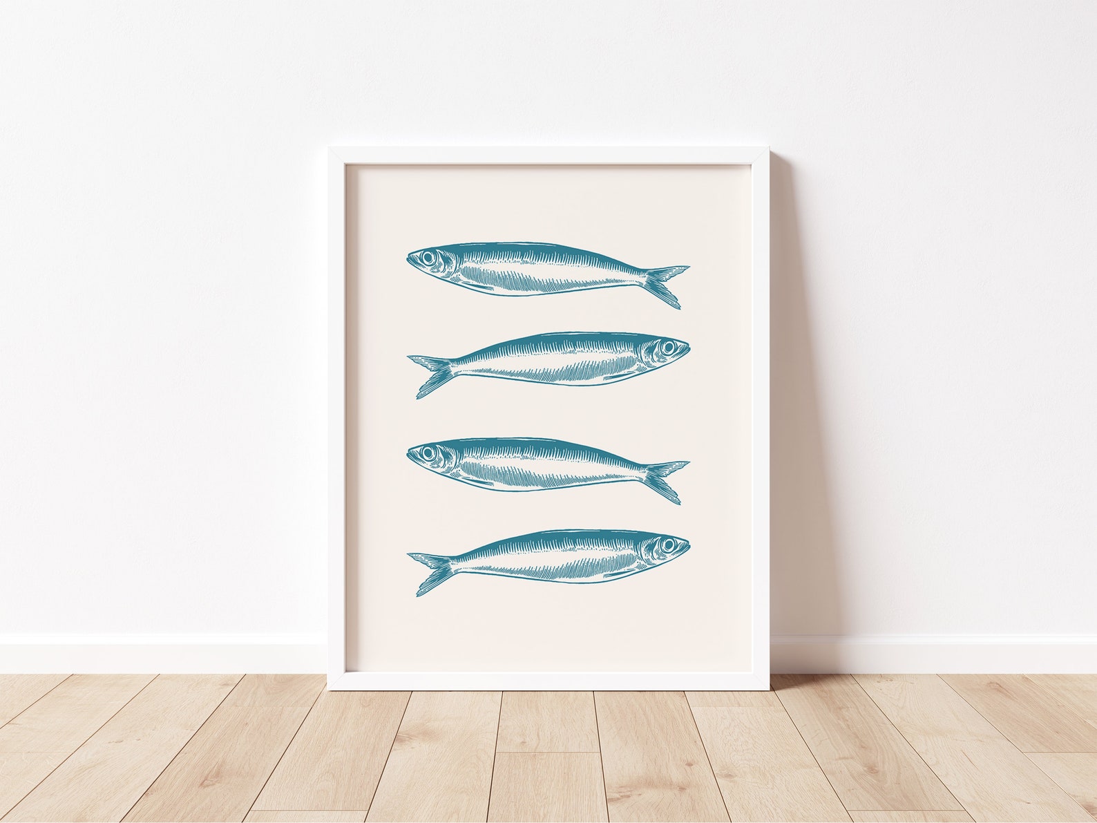 Sardines Illustration, Sardines Wall Art Print, Blue Sardine Art Print ...