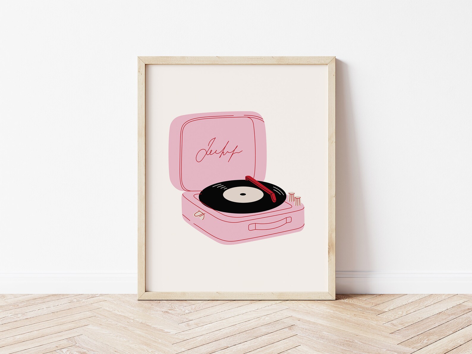 Record Player Illustration Art Print, Retro Vinyl Print, Music Wall Art ...