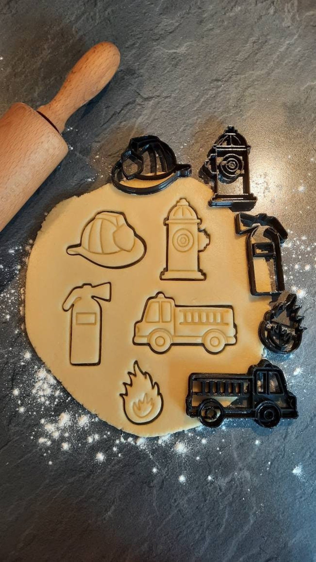 Fire Department Set Cookie Cutter, Fire Truck, Hydrant, Fire Helmet ...
