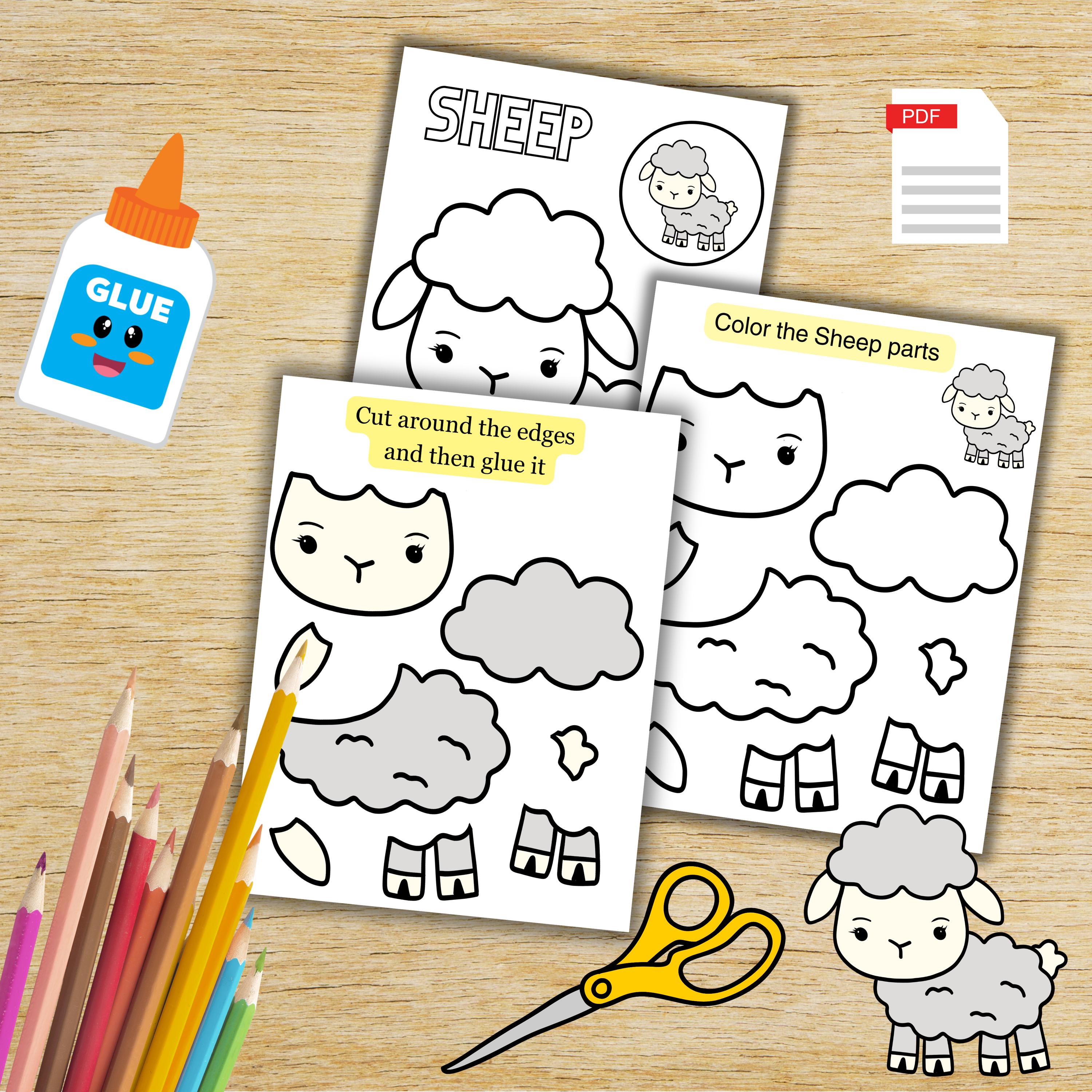 Sheep Craft Printable | Cut and Paste Activity for Kids | Farm Animal ...