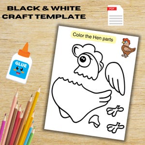 Hen Craft Printable | Fun Cut-and-paste Activity for Kids | PDF Digital ...