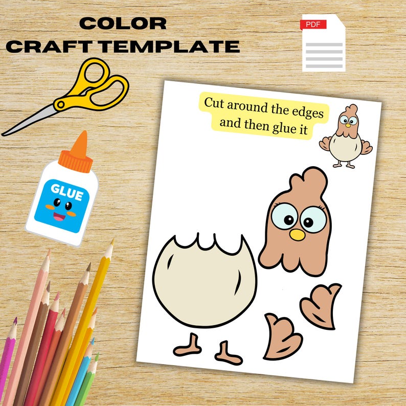 Printable Hen Craft Template | Pet Animal Craft | Fall Activities ...