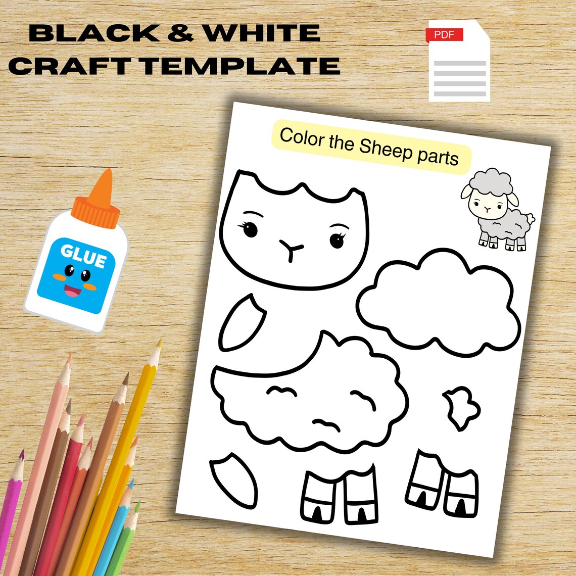 Sheep Craft Printable | Cut and Paste Activity for Kids | Farm Animal ...
