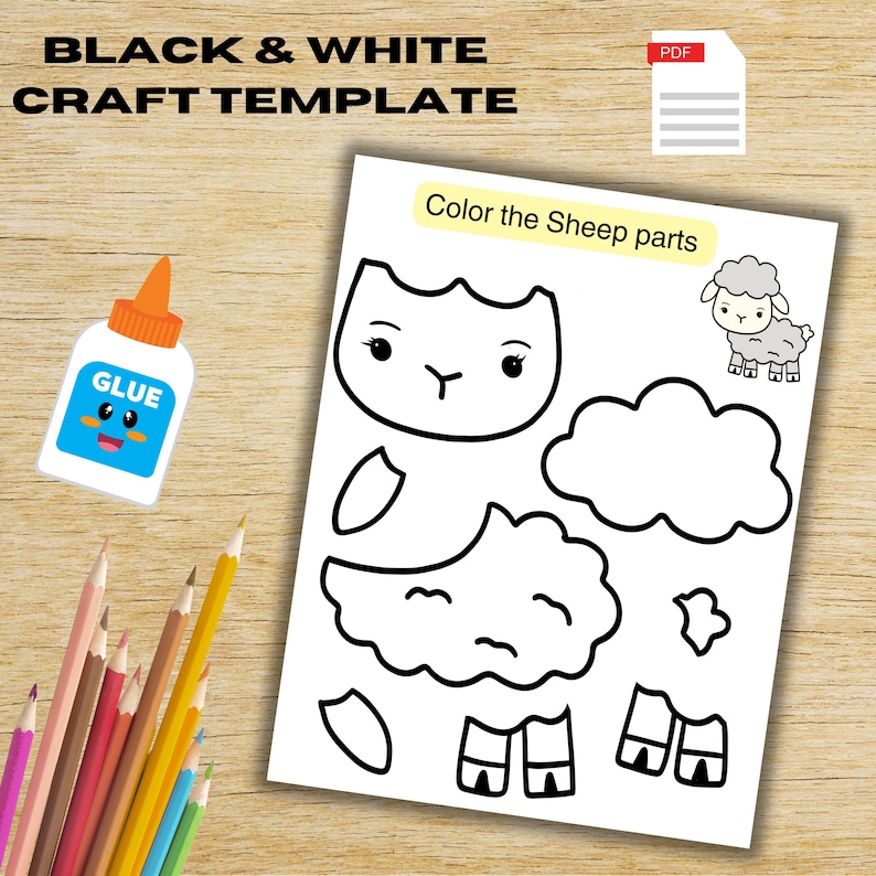 Sheep Craft Printable | Cut and Paste Activity for Kids | Farm Animal ...